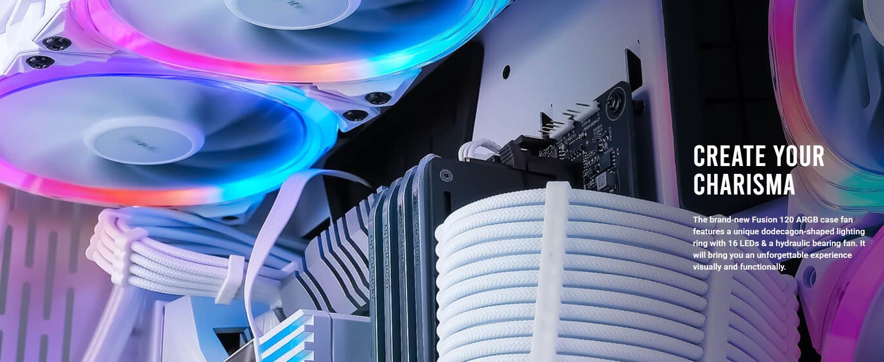 Antec Fusion 5x 120mm ARGB PWM HB white Fans + ARGB Controller, 57.93 CFM, AP 2.11, Noise Level ...