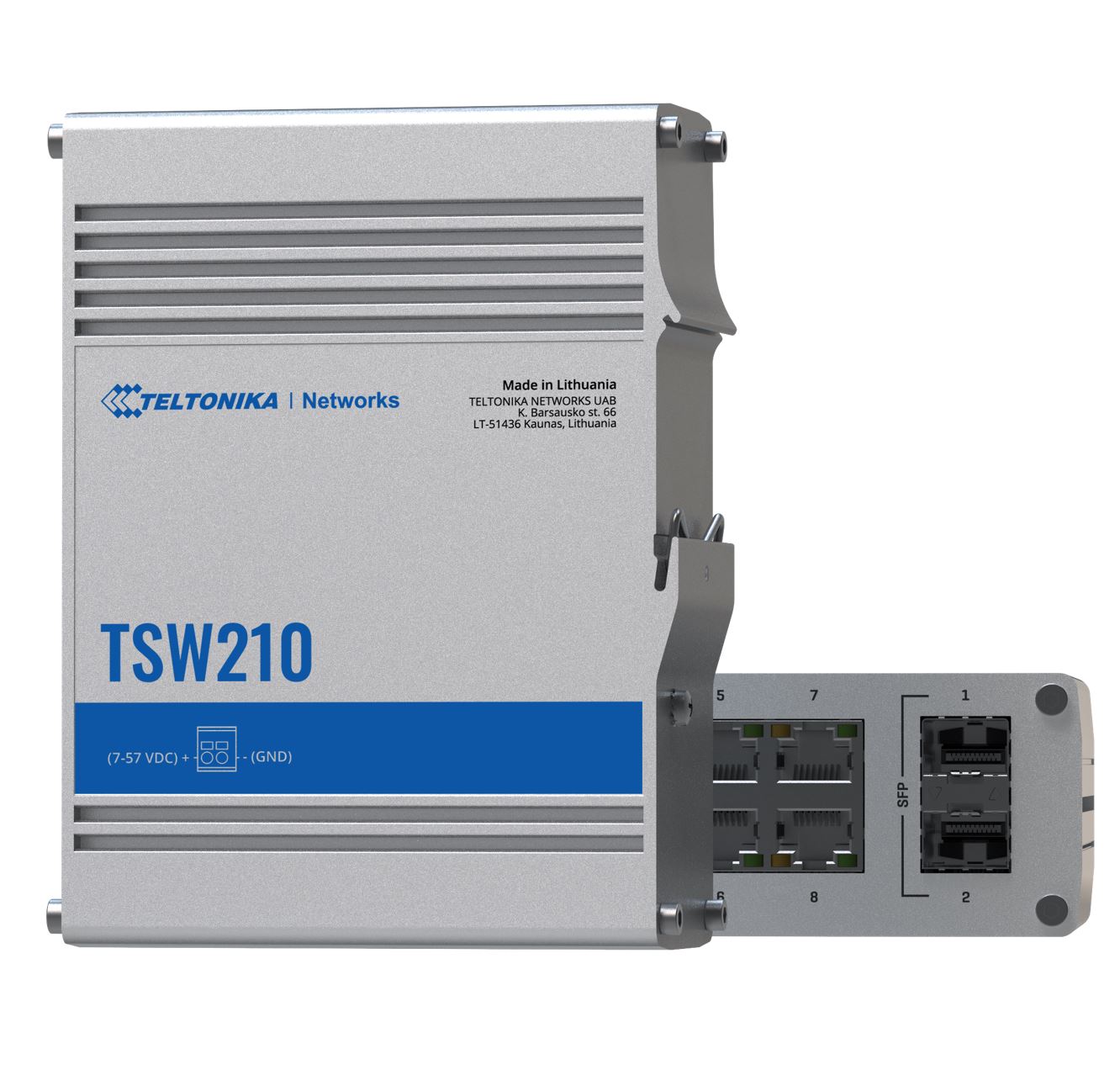 Teltonika TSW210 Industrial Ethernet Switch, 2x SFP Ports, 8x Gigabit ...