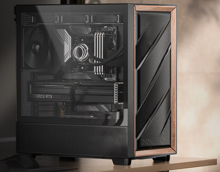 Antec Flux ATX, Black Premium Walnut Trim, 5x Black PWM Performance ...