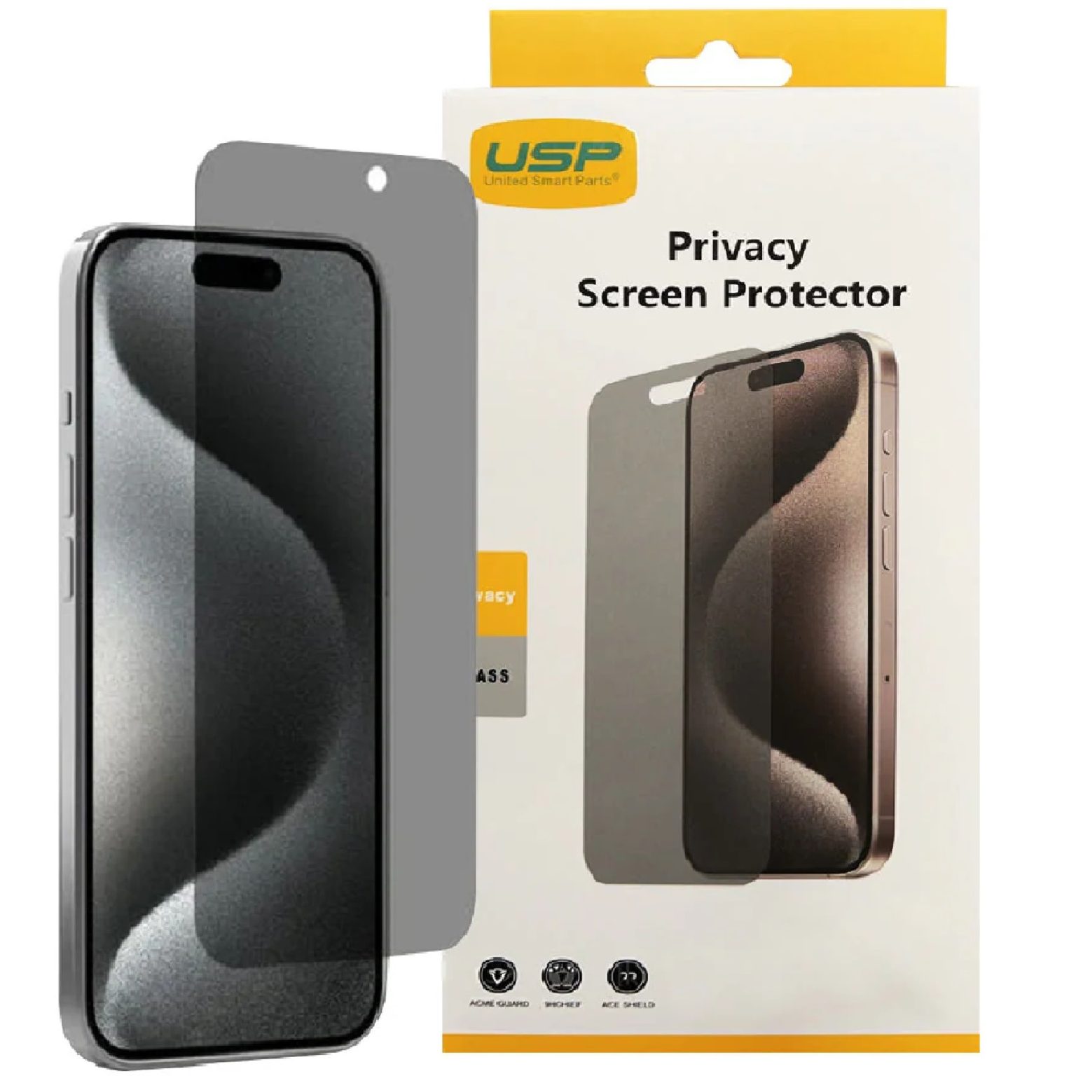 USP Apple iPhone 16 Pro (6.3′) Privacy Tempered Glass Screen Protector ...