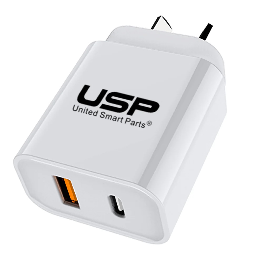 USP 20W Dual Port (20W USB-C PD + 18W USB-A QC3.0) Fast Wall Charger ...