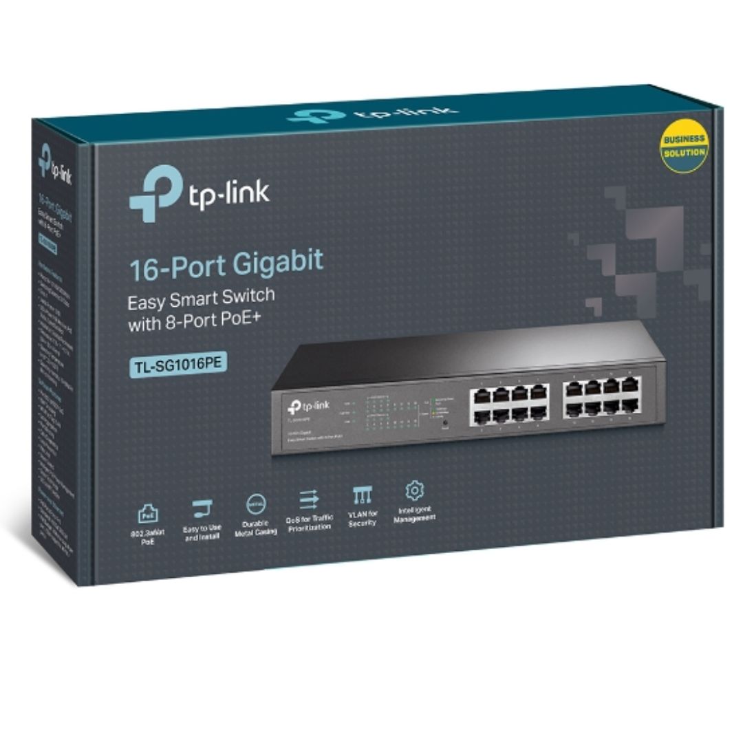 TP-Link TL-SG1016PE 16-Port Gigabit Easy Smart Switch 8-Port PoE+ Rack ...