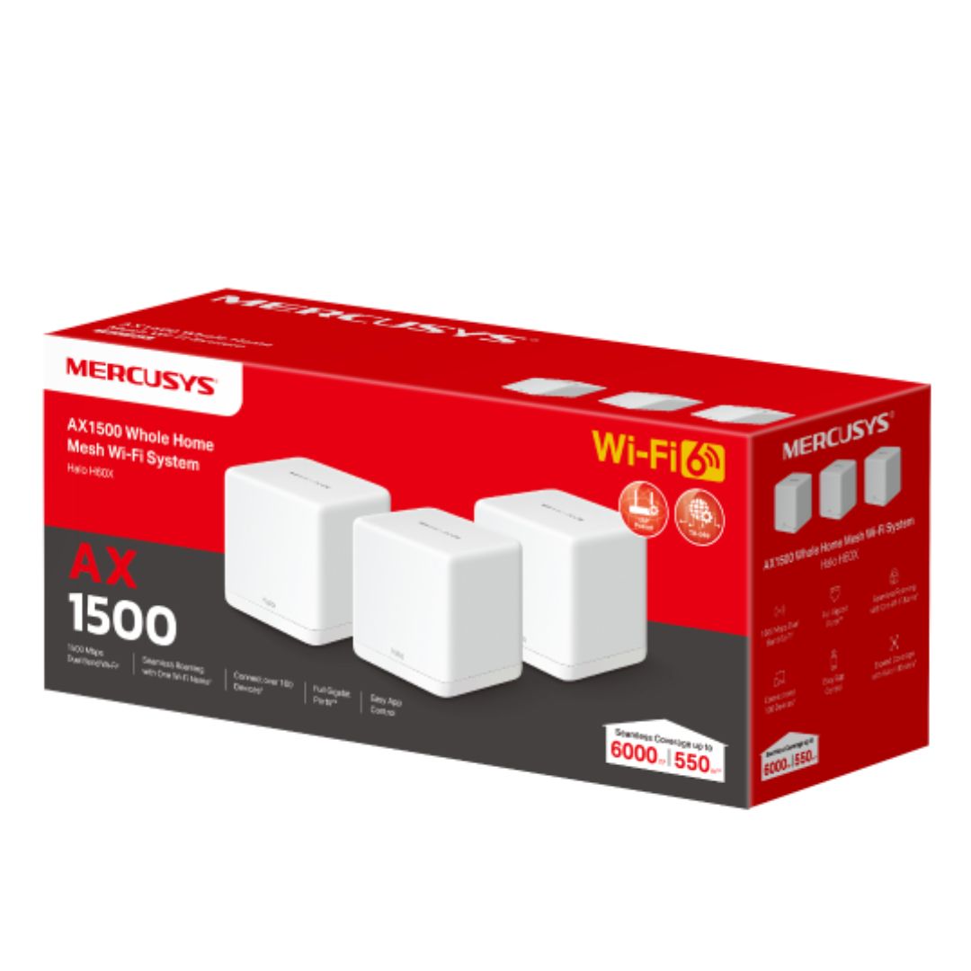 Mercusys Halo H60X(3-pack) AX1500 Whole Home Mesh Wi-Fi 6 System, 300 ...