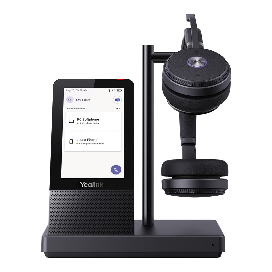 Yealink WH66 Dual Teams DECT Wireless Headset, UC Workstation, HD Voice, 2-Mic Noise ...