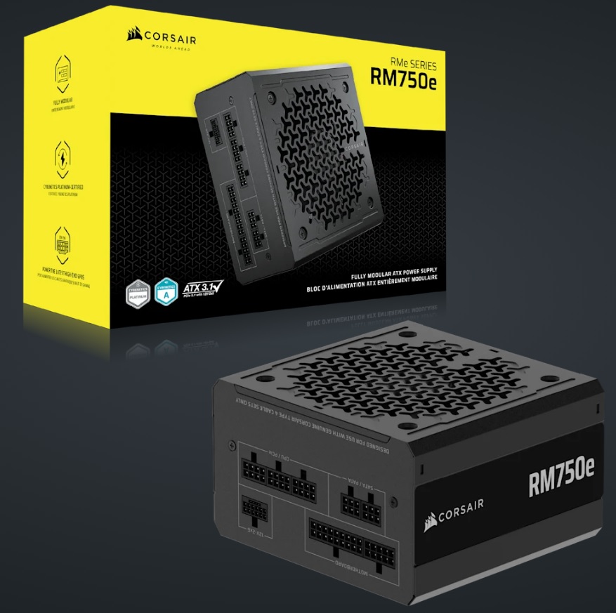 Corsair RMe Series RM750e Fully Modular Cybenetics Gold ATX 3.1 Power ...