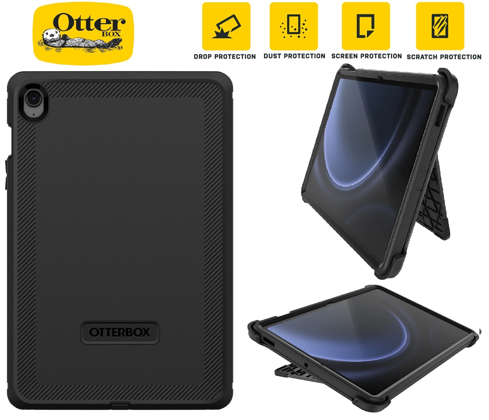OtterBox Defender Samsung Galaxy Tab S9 FE (10.9′) Case Black – (77 ...