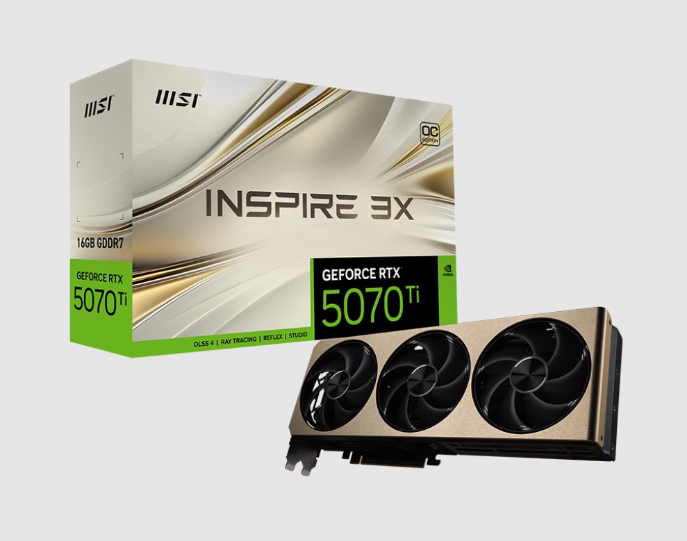 MSI nVidia GeForce RTX™ 5070 Ti 16G INSPIRE 3X OC, PCI Express® Gen 5 ...