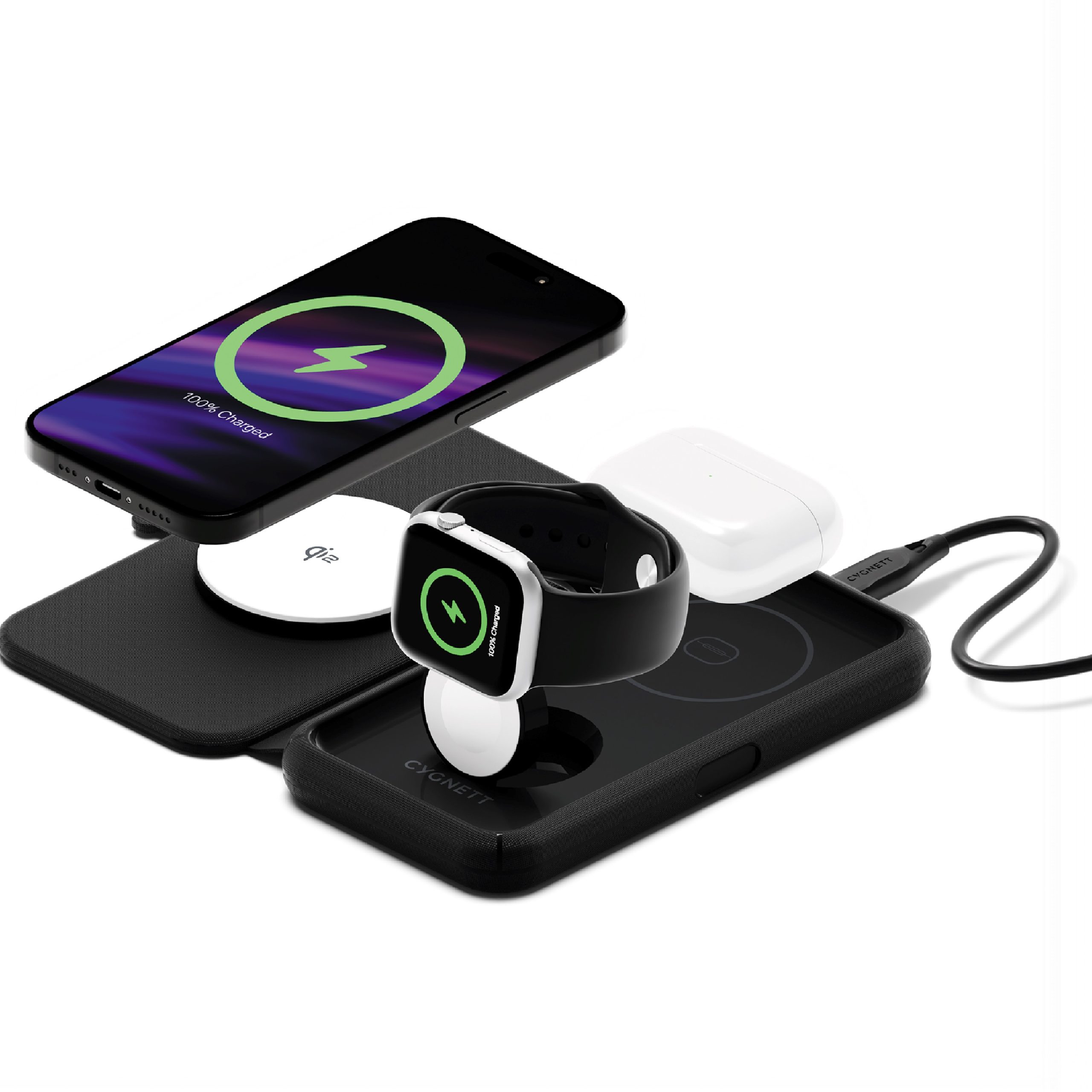 Cygnett MagTravel 15W 2-in-1 Wireless Charger – BlacK (CY5138WIRDE ...